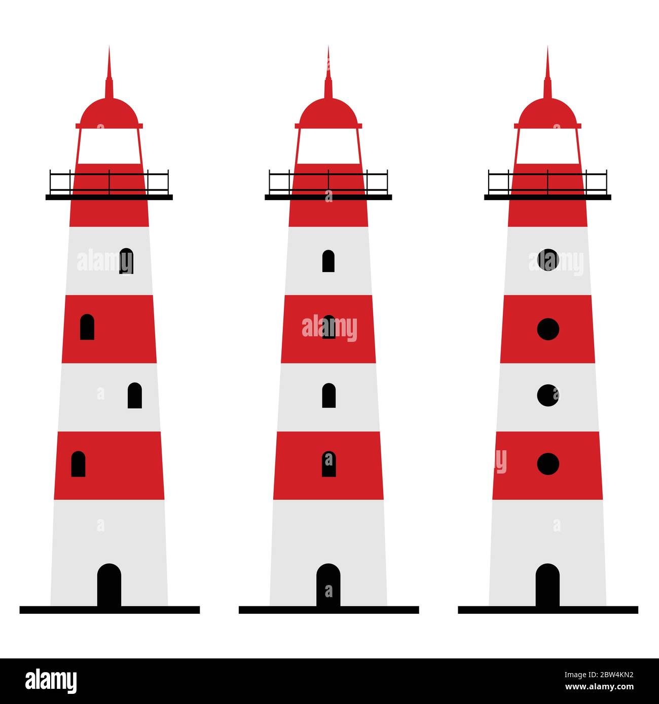 lighthouse set illustration in red Stock Vector Image & Art - Alamy