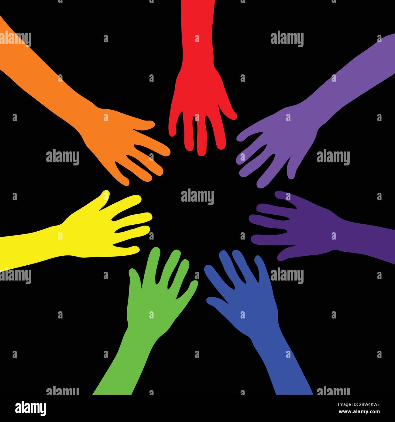 rainbow with hands art illustration Stock Vector Image & Art - Alamy