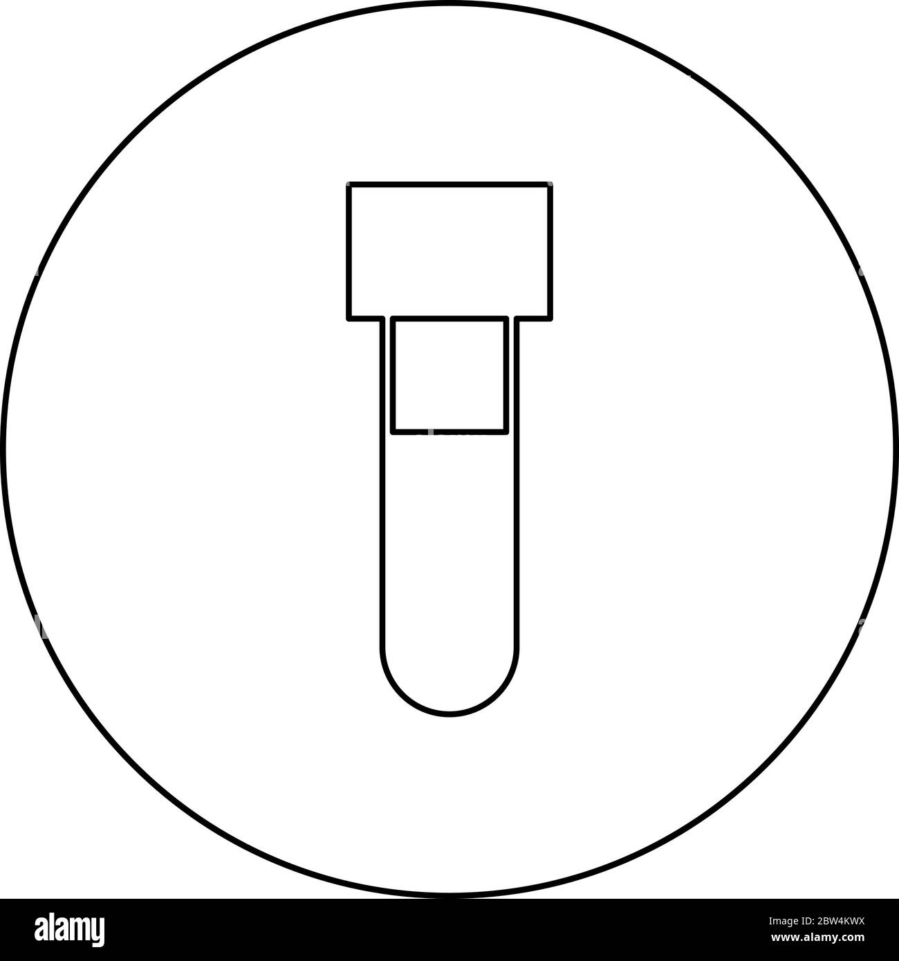 Test tube with blood Medical vial icon in circle round outline black ...