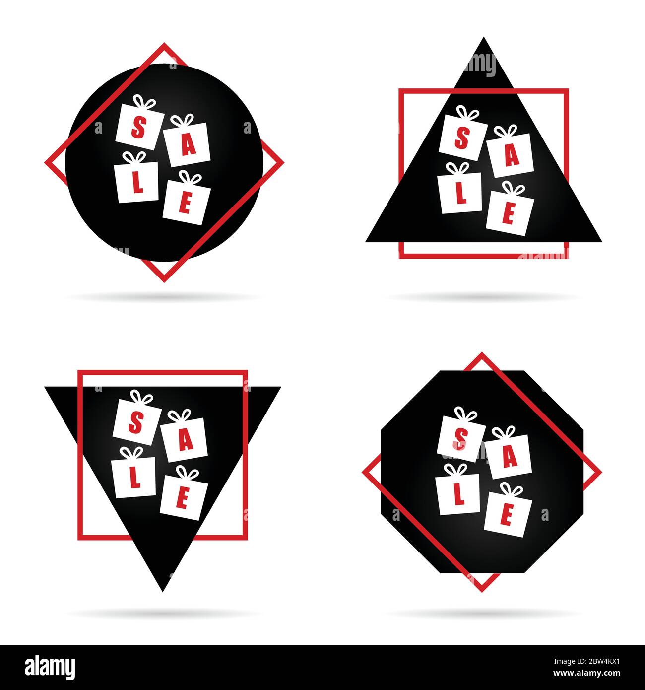 sale icon in red and black color set illustration Stock Vector Image ...