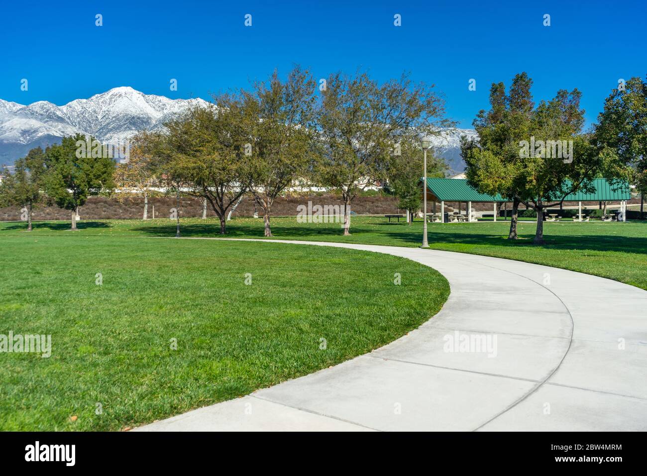 Rancho Cucamonga, CA / USA – December 28, 2019: Walking path in a city ...
