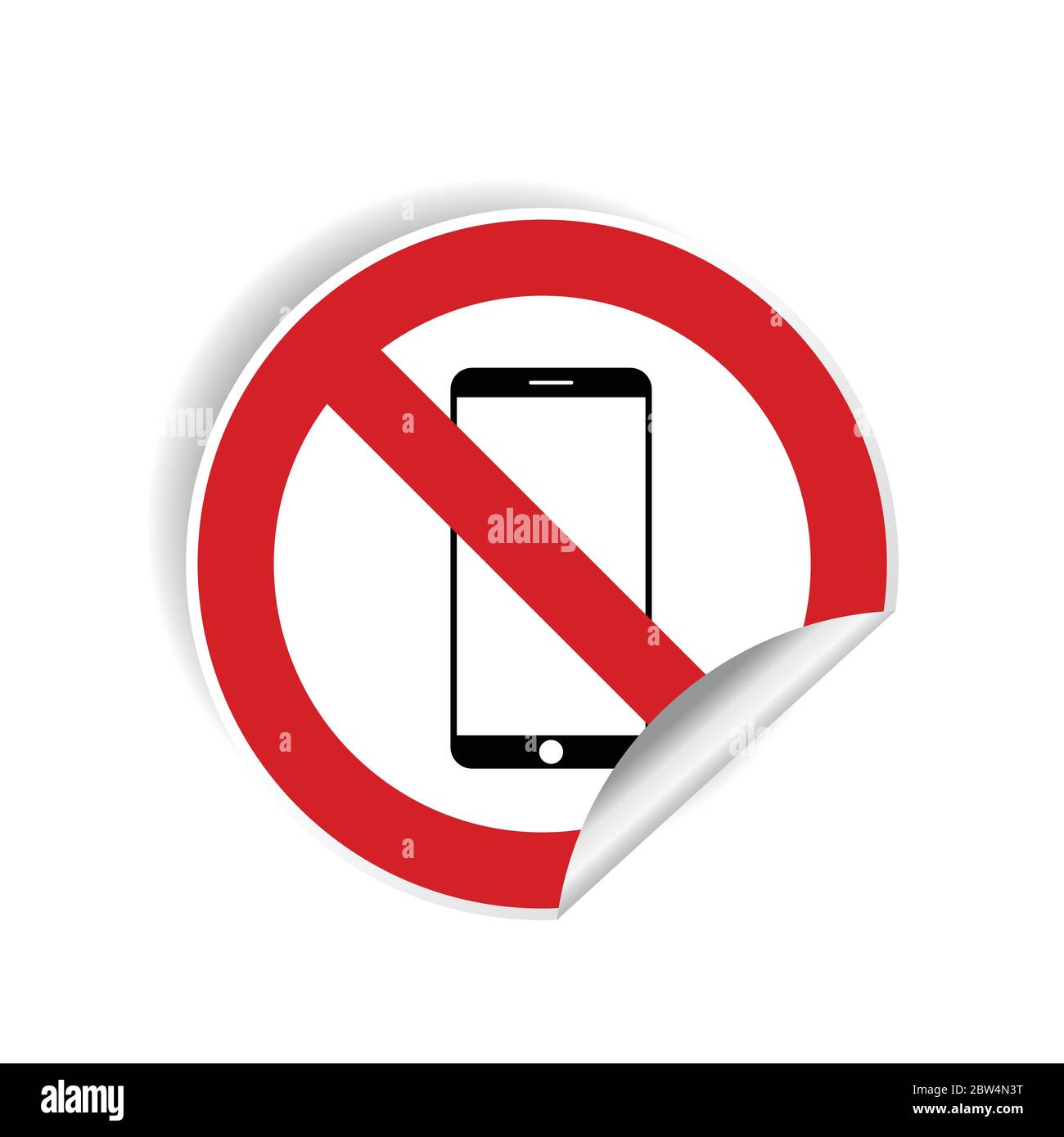 no mobile phone sticker illustration in red color Stock Vector Image ...