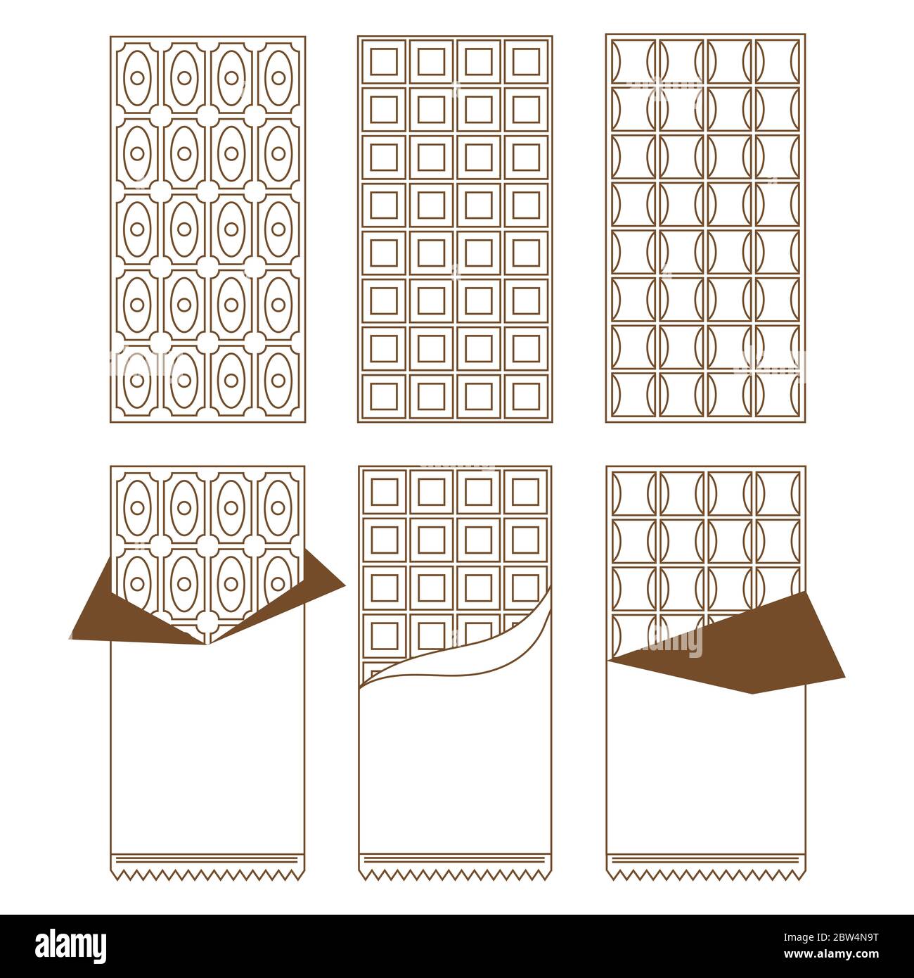 Milk Brown Chocolate Bar Pattern. Sweet Food Set Stock Vector Image ...