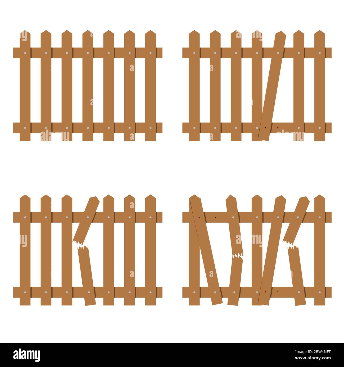 Broken wood fence Stock Vector Images - Alamy