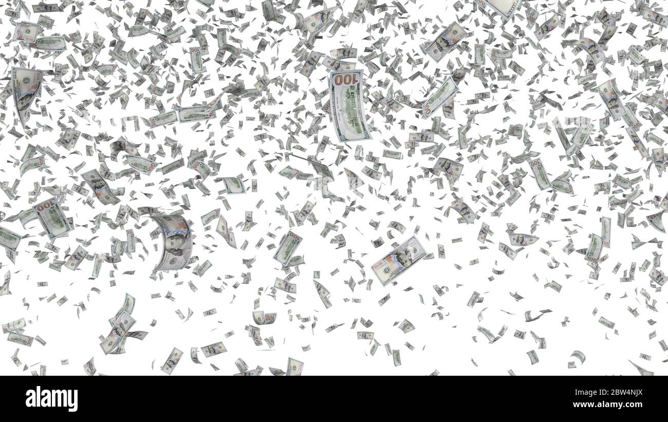 Falling banknotes isolated on white background Stock Photo - Alamy