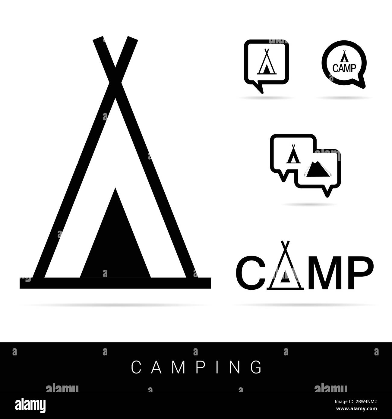 tent camping icon set in black color illustration Stock Vector Image ...