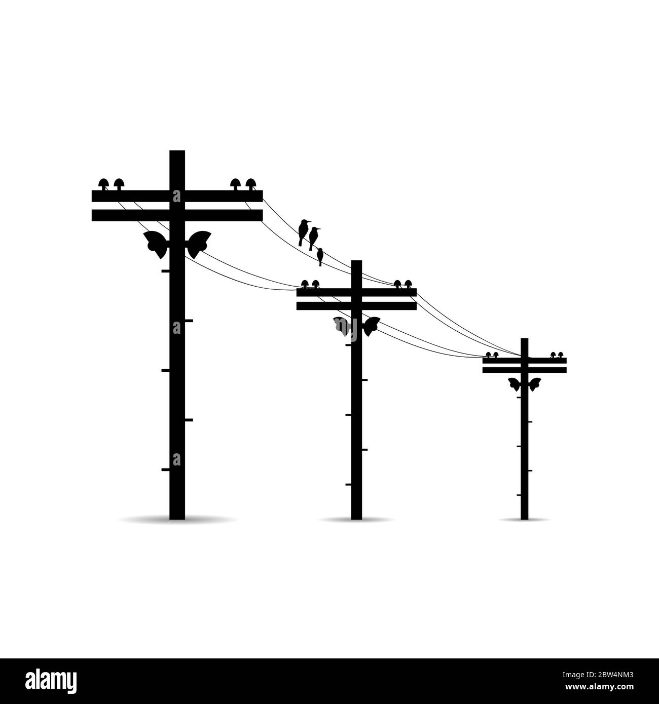 pole with high voltage power lines vector Stock Vector Image & Art - Alamy