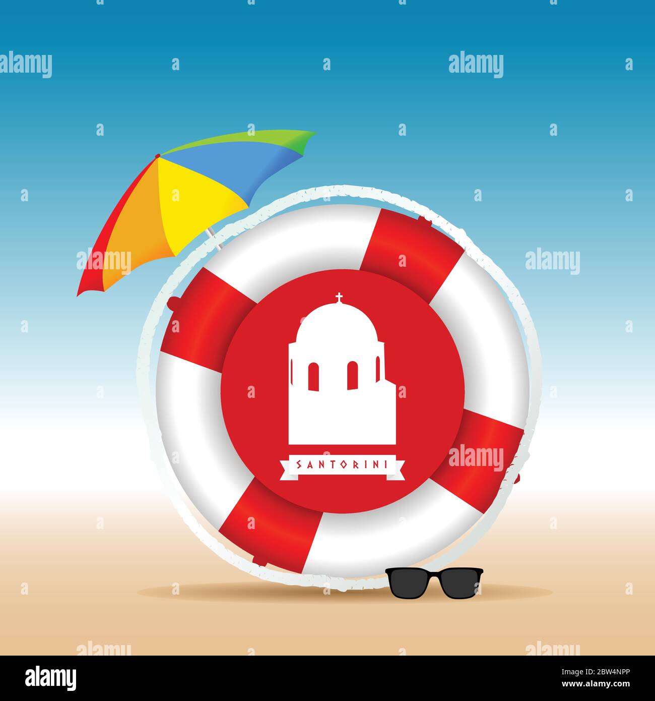 Santorini greek island in live saver color illustration Stock Vector ...