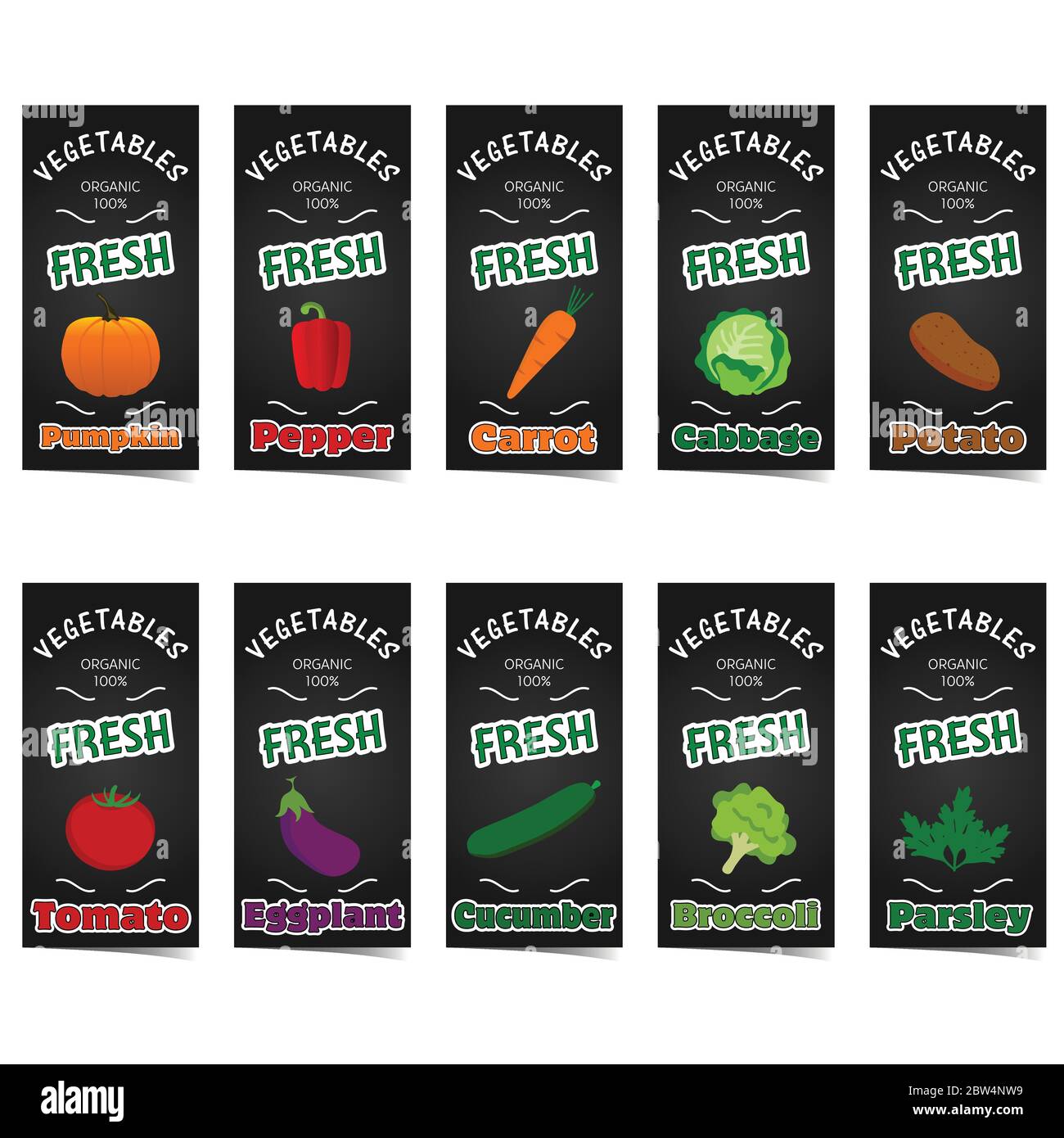 vegetable fresh food banner set illustration Stock Vector Image & Art ...