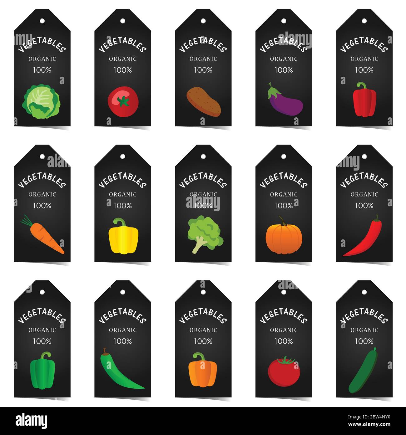 vegetable organic food tag set art illustration Stock Vector Image ...