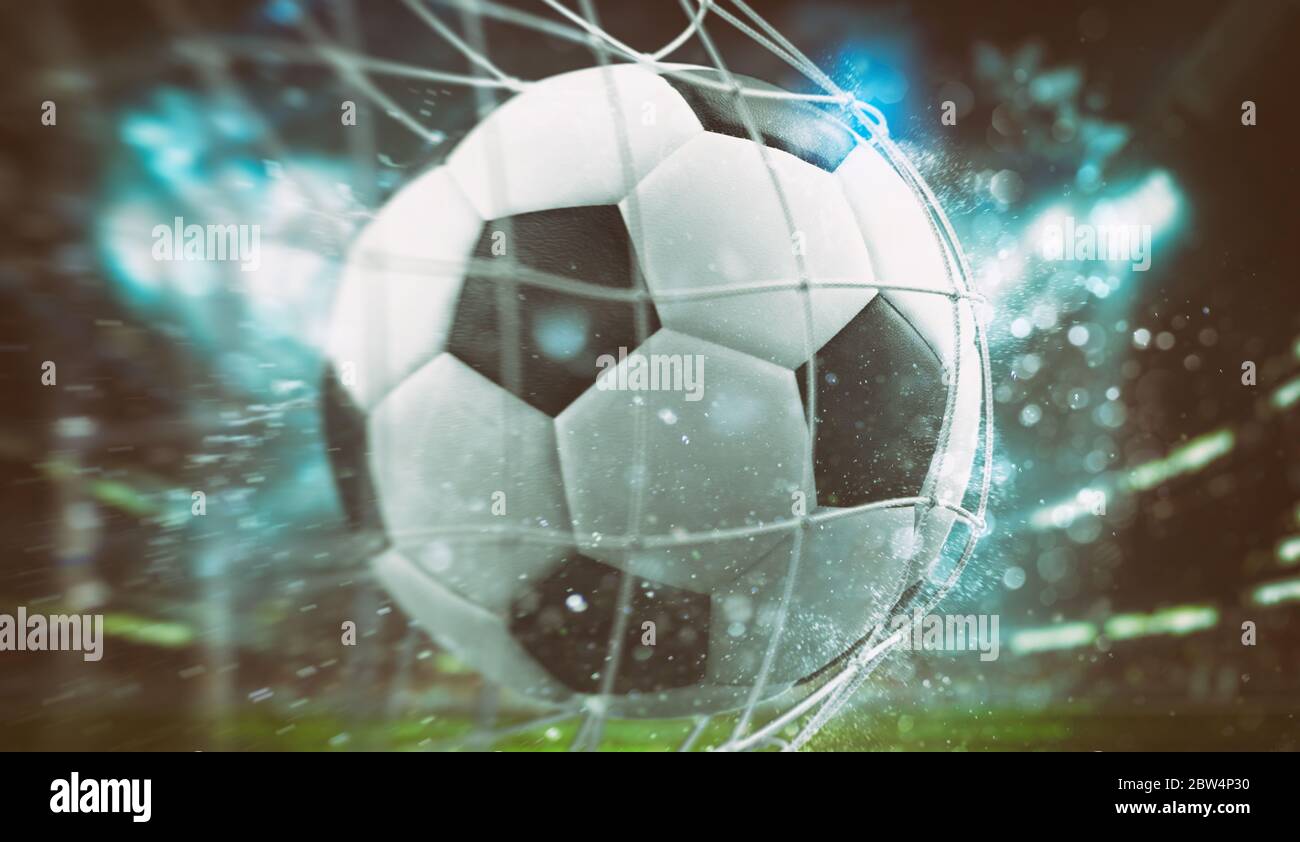 Soccer football ball in goal net hi-res stock photography and images ...