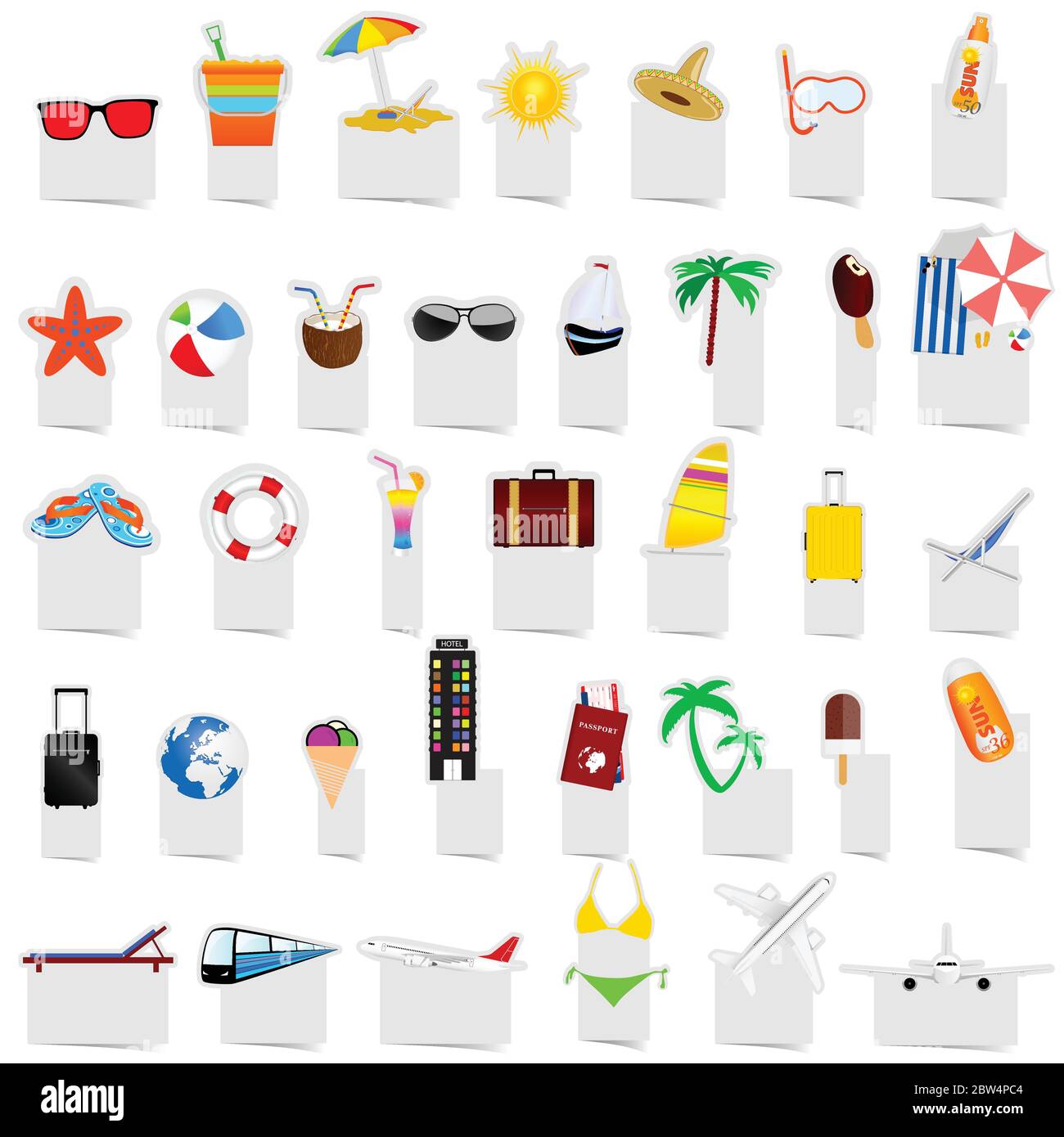 beach stuff icon set illustration in colorful Stock Vector Image & Art ...