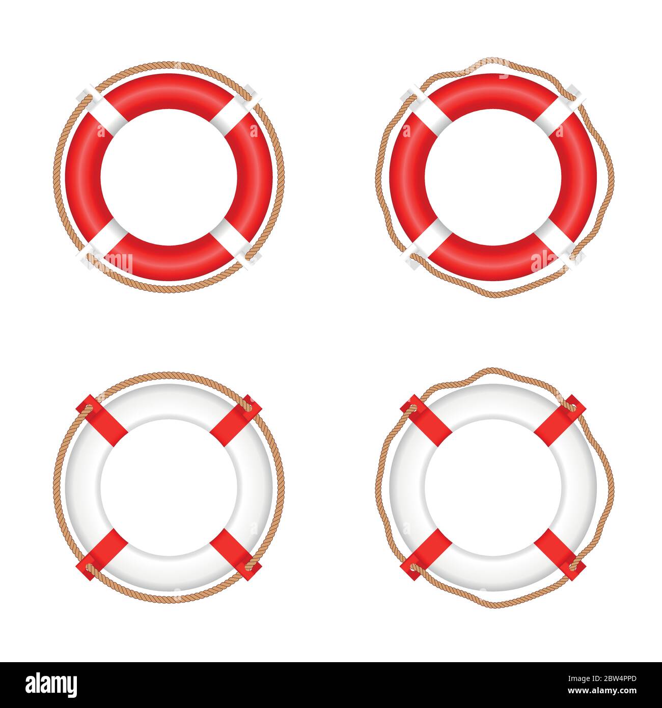 life buoy with rope vector illustration set one Stock Vector Image ...