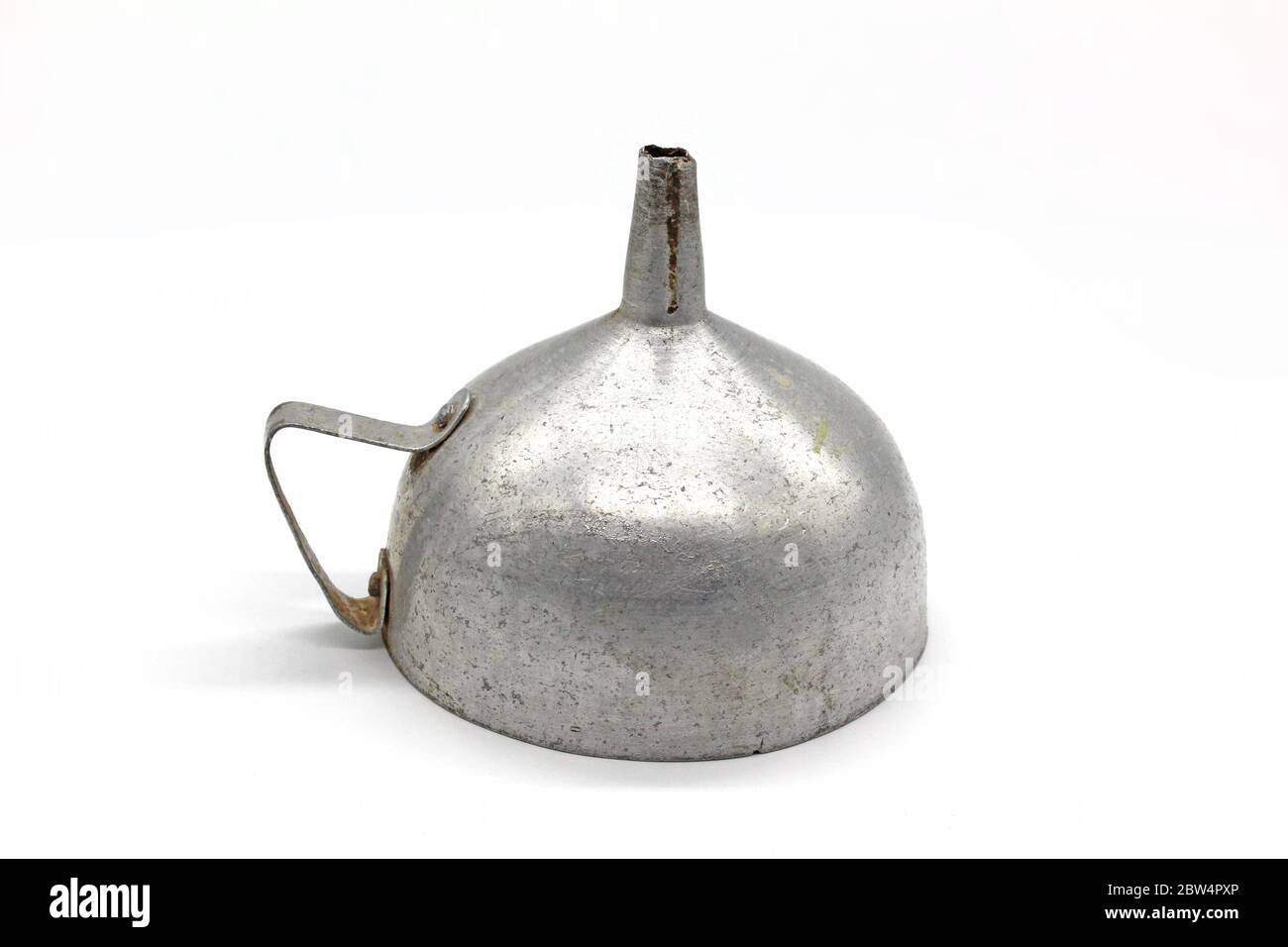 Vintage metal funnel, isolated on a white background Stock Photo - Alamy