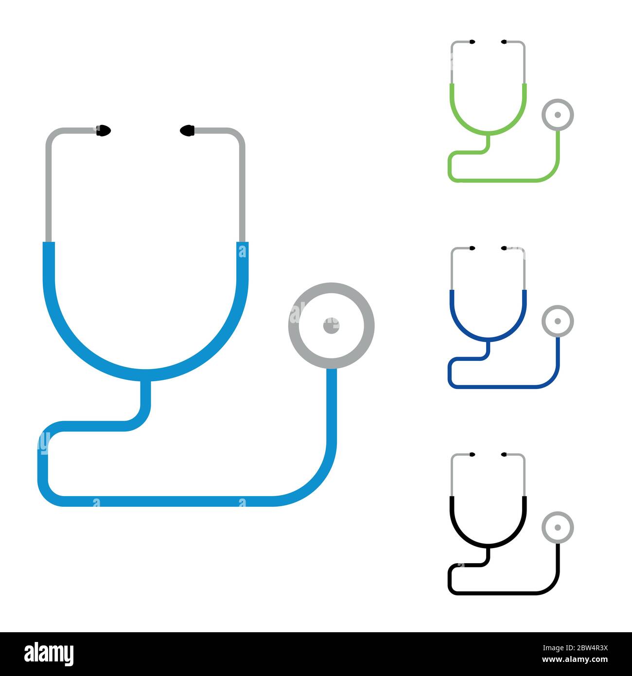 stethoscope icon vector with different colors on white Stock Vector ...