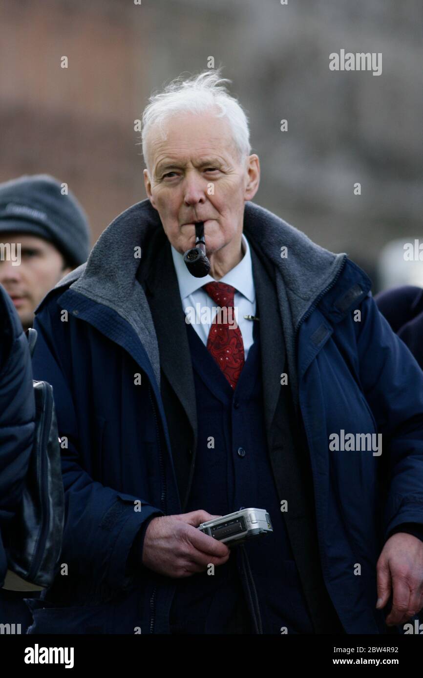 Former British politician Anthony Neil Wedgwood Benn with pipe in mouth ...