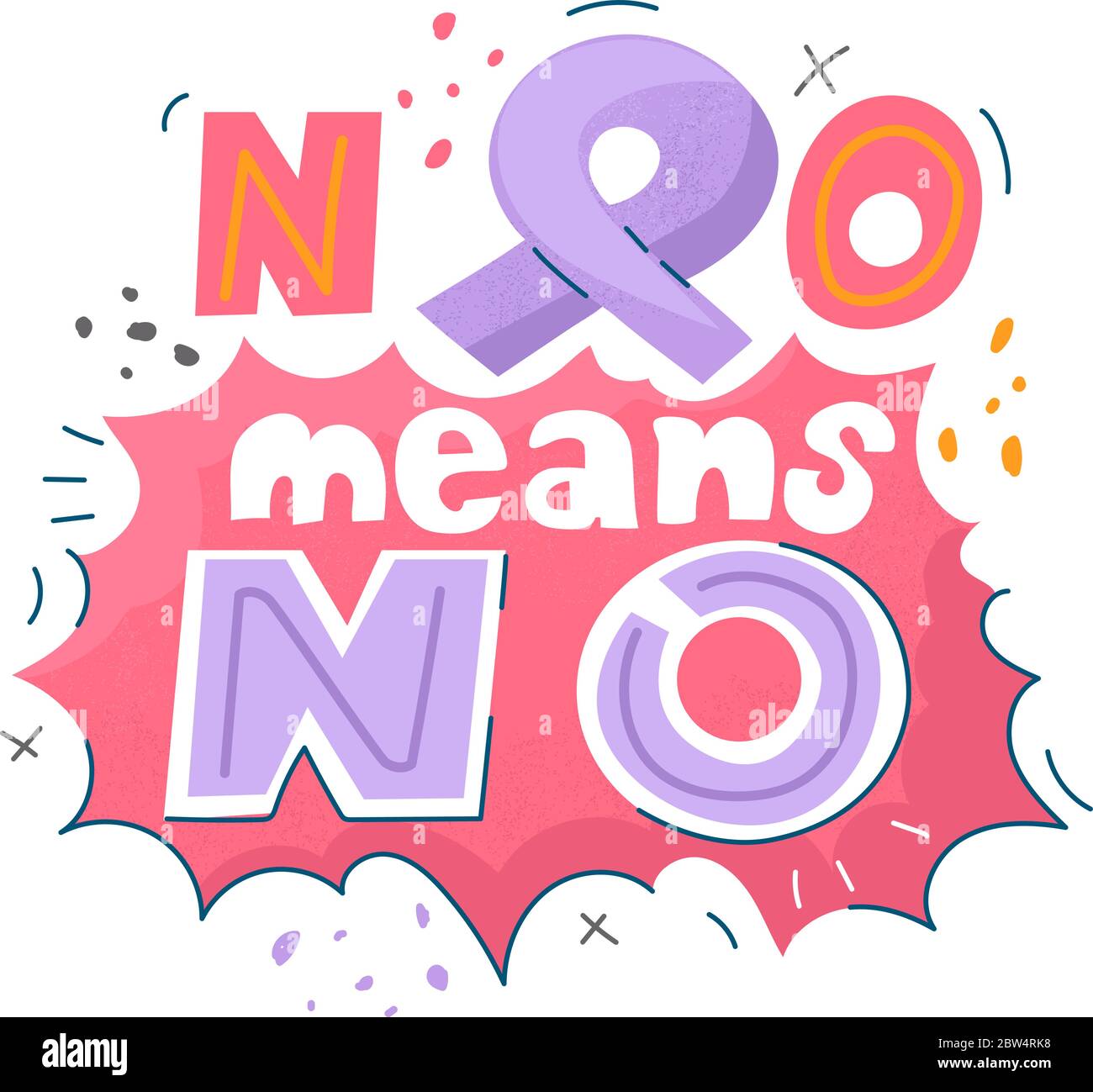 No means no lettering conceptual design. Abuse awareness poster Stock ...