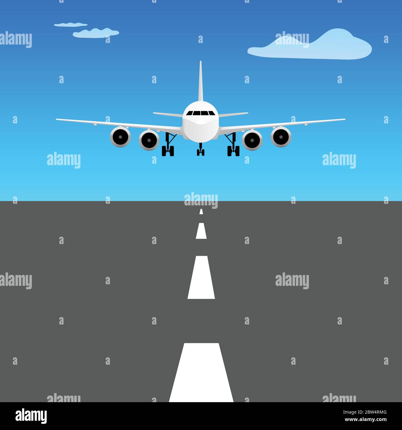 airplane realistic landing background illustration with road Stock ...
