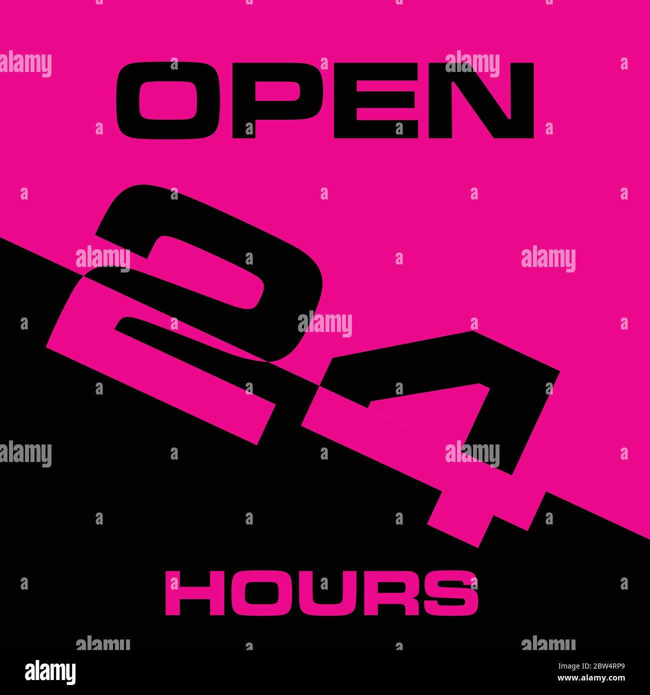 24 hour open icon in pink and black color art illustration Stock Vector ...