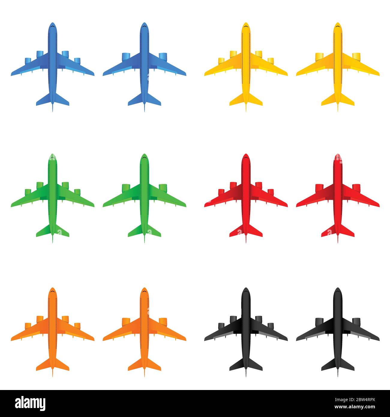 airplane in different color vector illustration on white Stock Vector ...