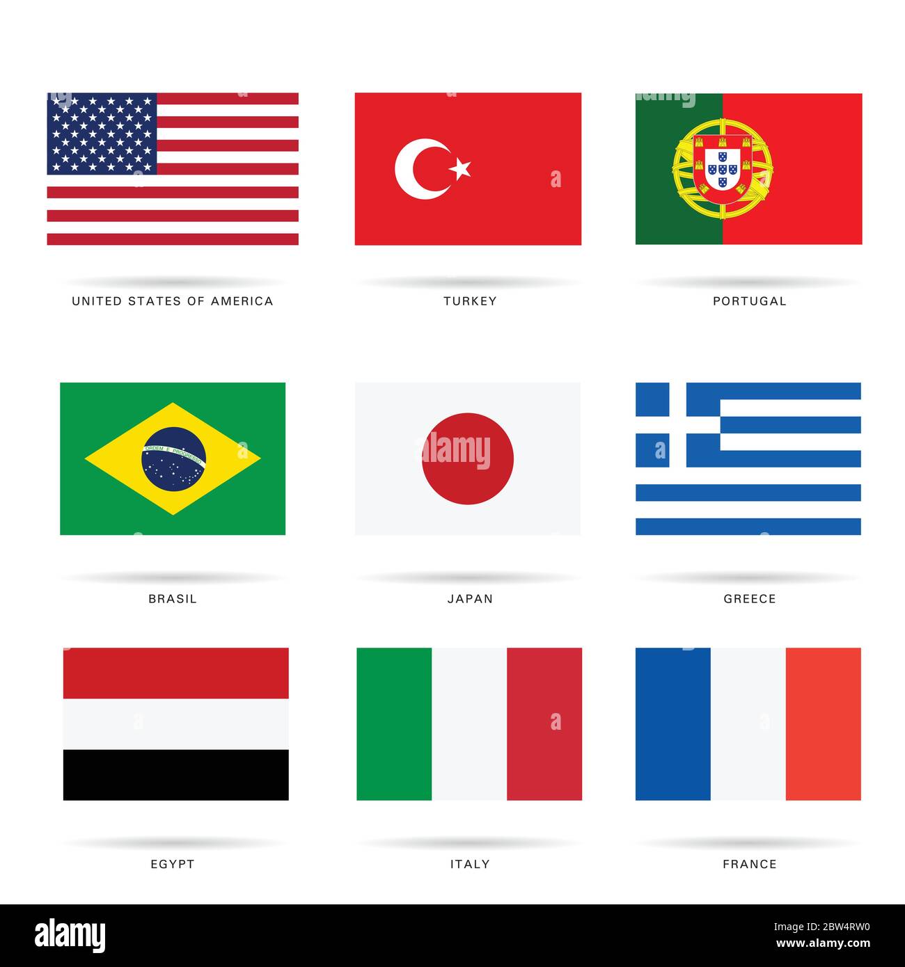 flag most popular set in color art illustration Stock Vector Image ...