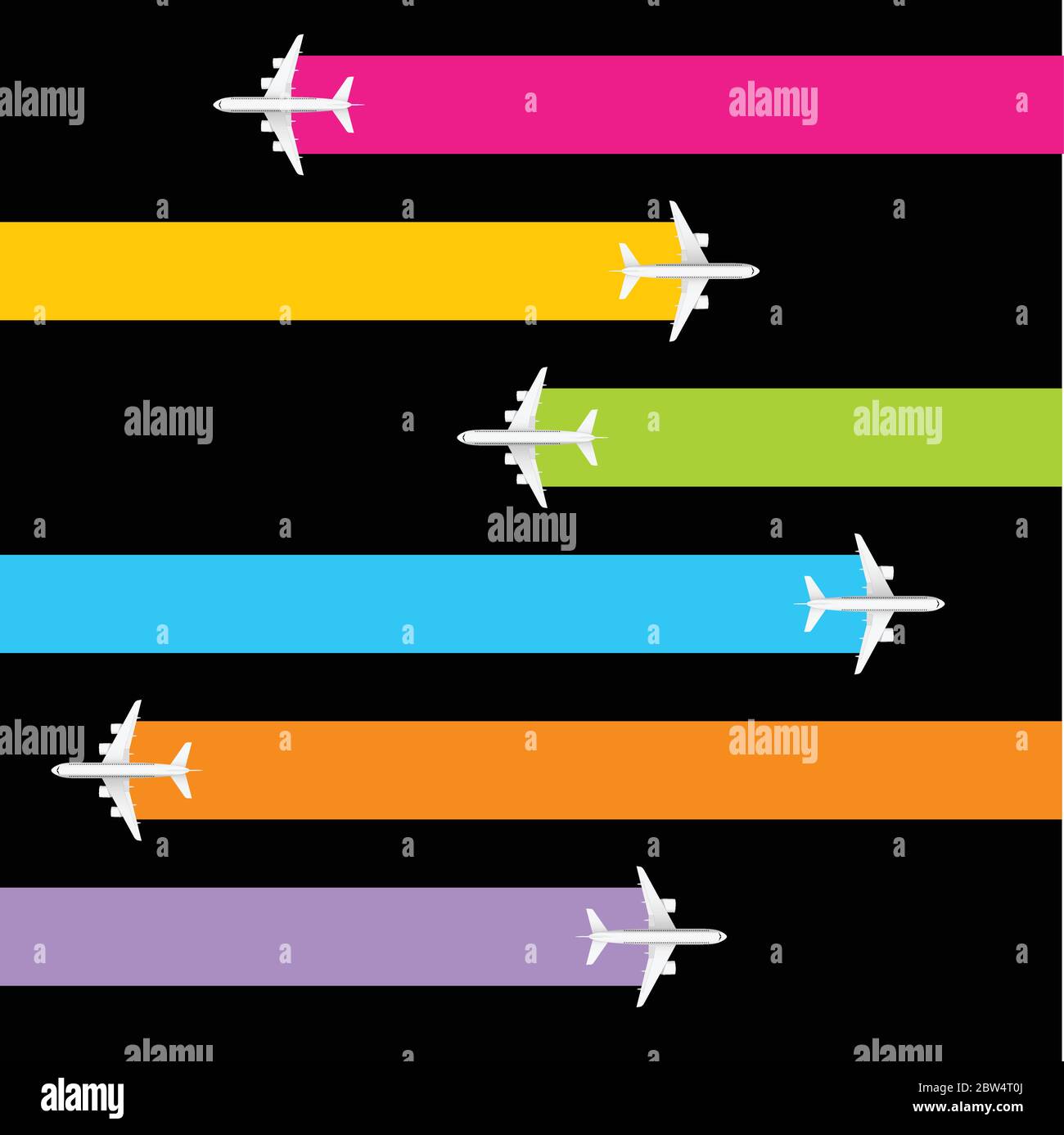 airplane realistic of illustration set background in colorful Stock ...