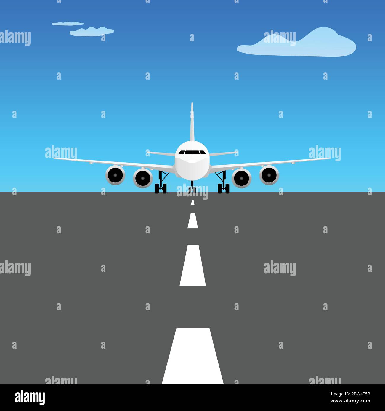 airplane on runway design illustration in colorful Stock Vector Image ...