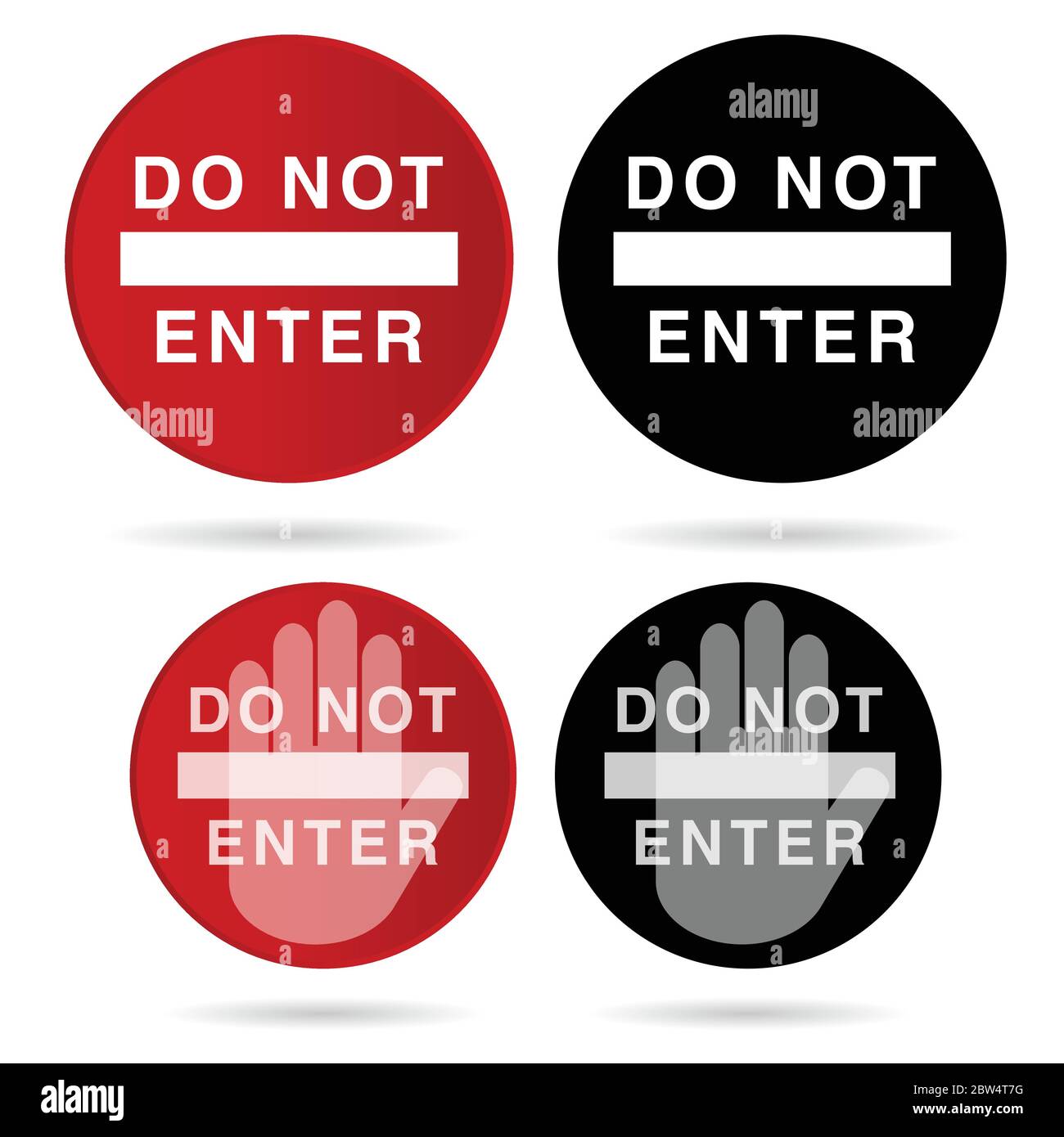 do not enter sign in red and black color set illustration Stock Vector ...