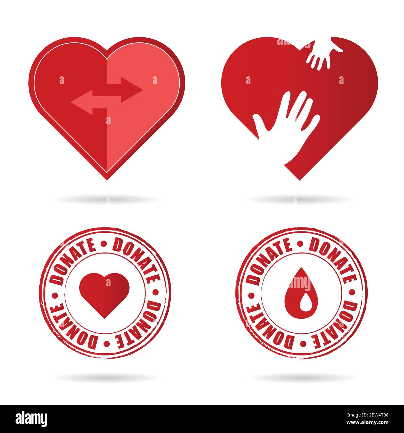 donate icon with red heart set illustration Stock Vector Image & Art ...