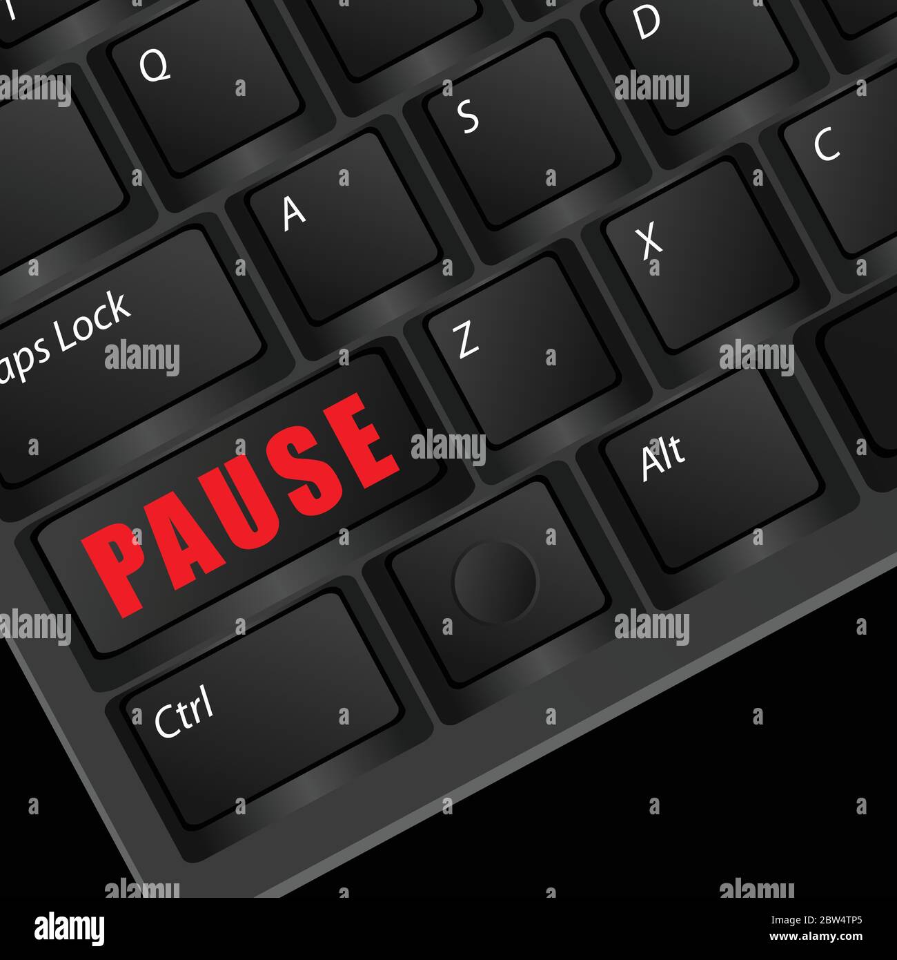 computer keyboard part with pause in red color art illustration Stock ...