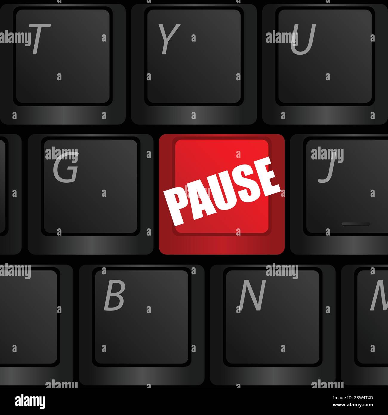 computer keyboard with pause in red color art illustration Stock Vector ...