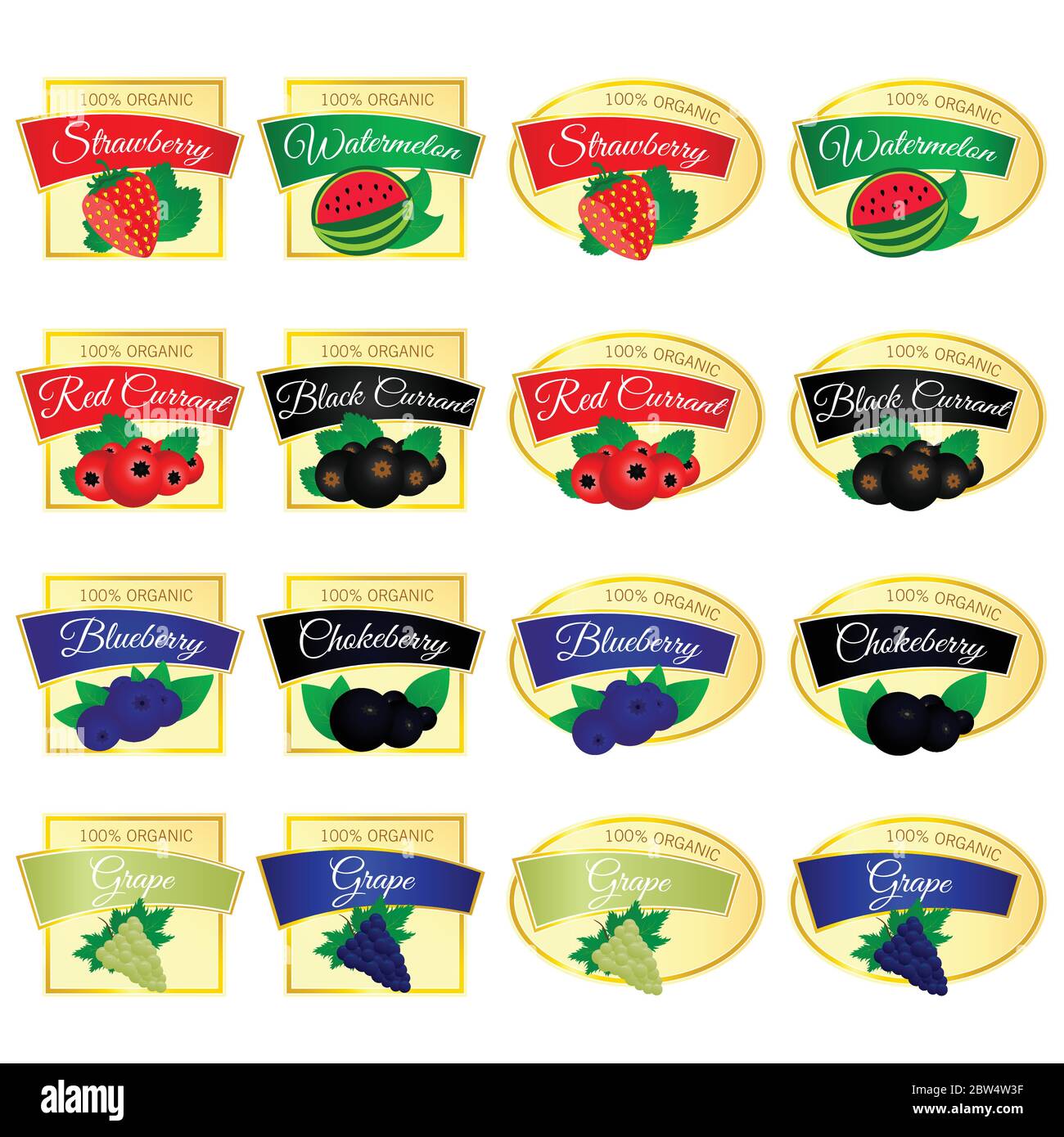 label of set fruit fresh food illustration design in colorful Stock ...