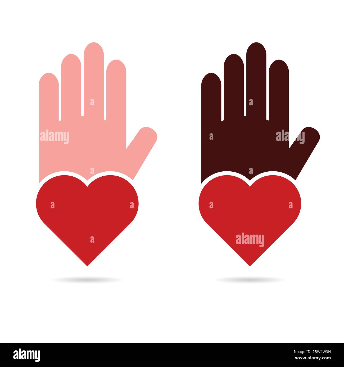 hands help with heart in red color art illustration Stock Vector Image ...