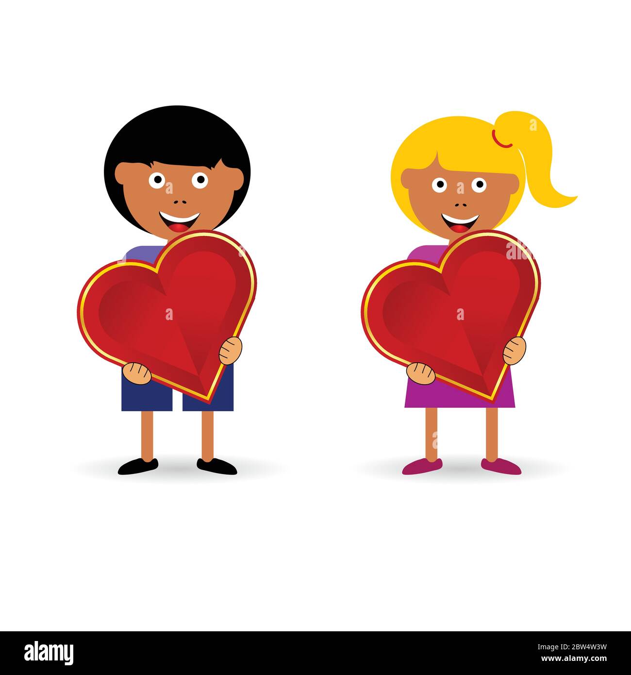 children holding heart illustration in colorful Stock Vector Image ...