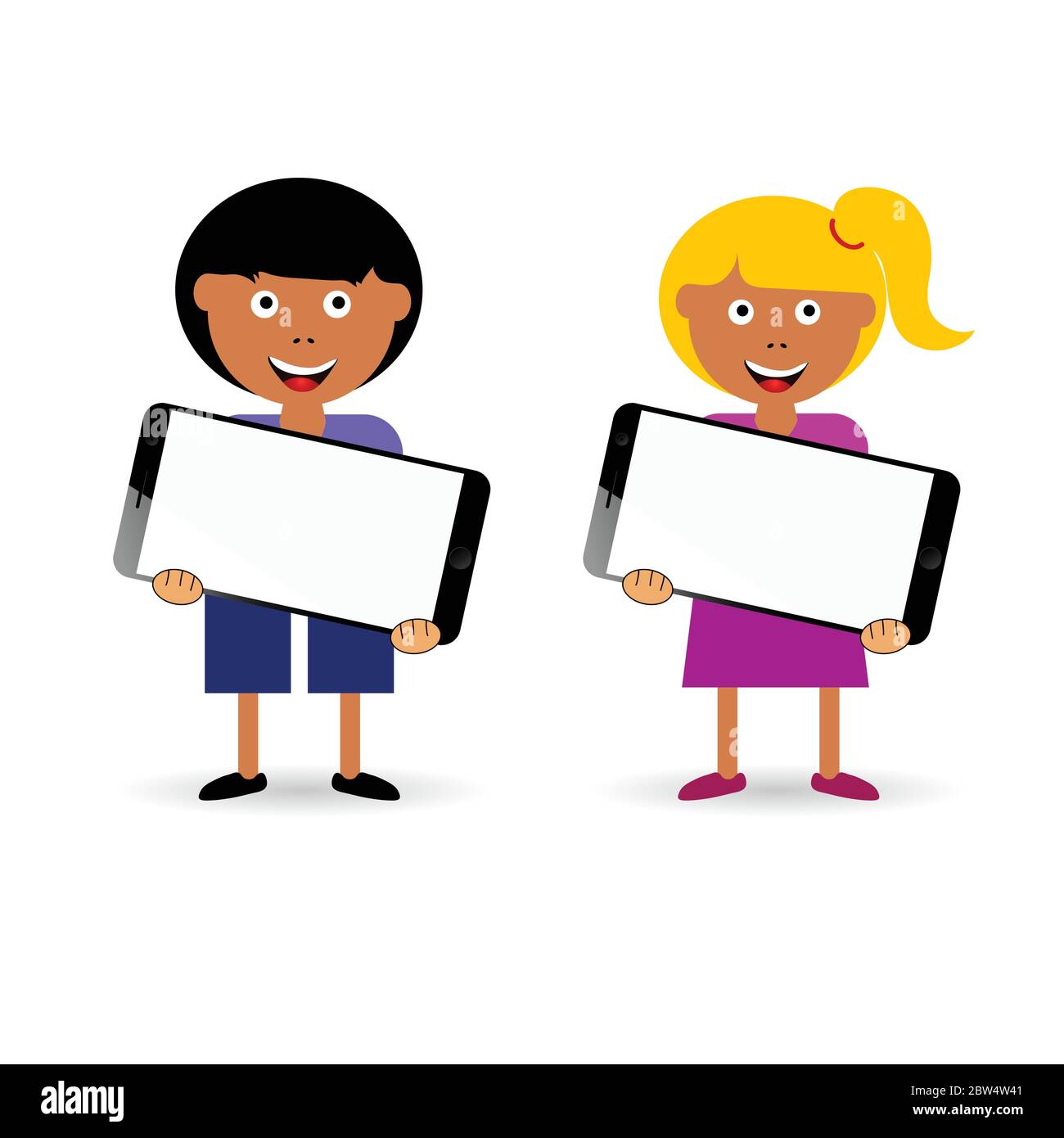 Children playing with mobile phone Stock Vector Images - Alamy