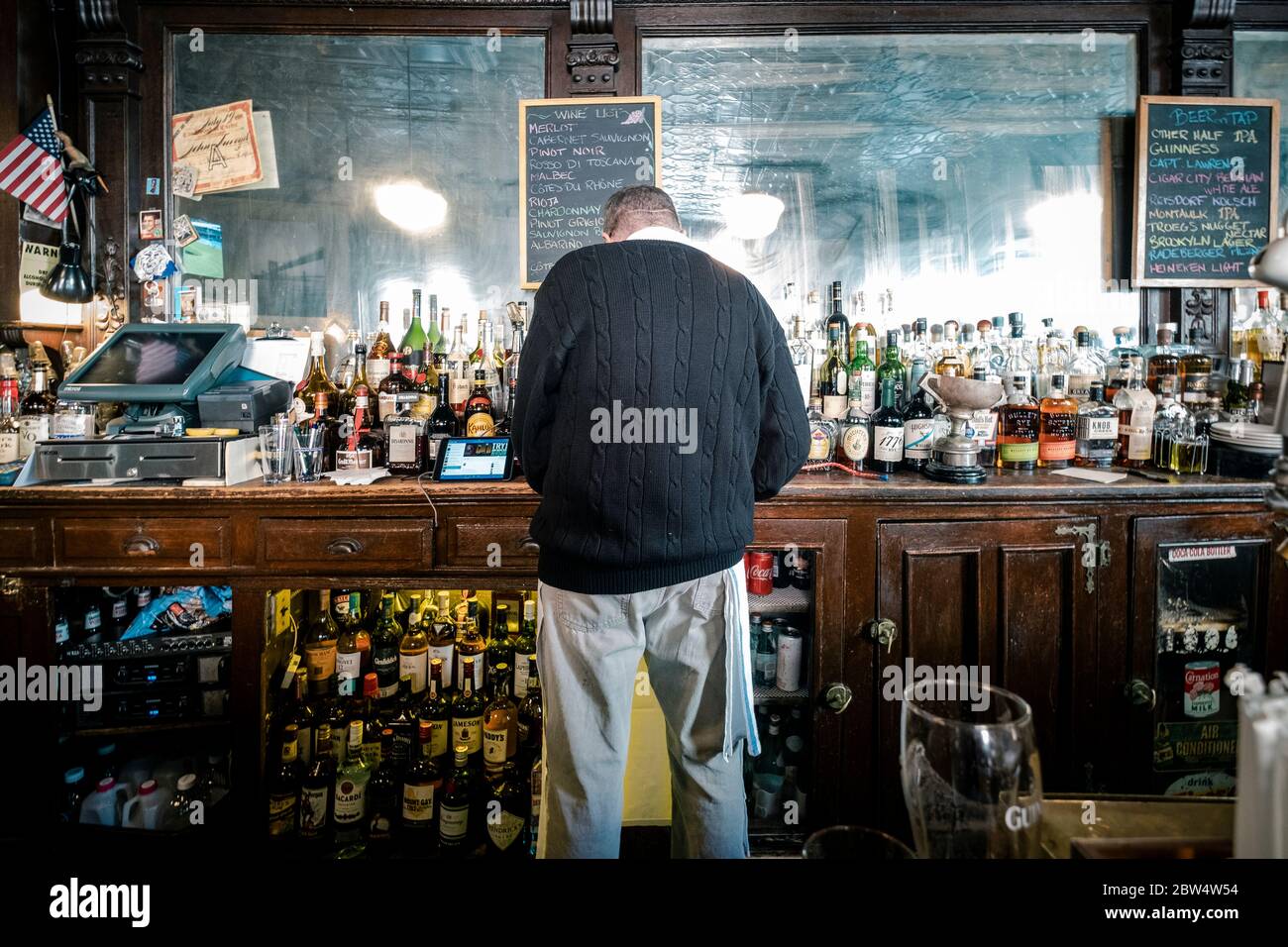 Interior of pub, for drinking and socializing, New York, NY Stock Photo ...
