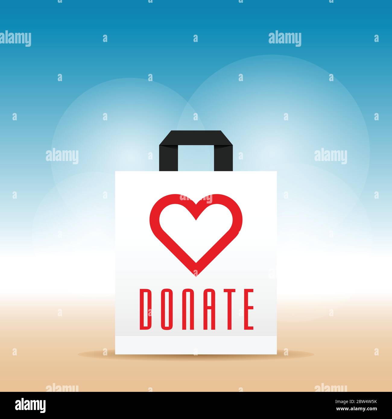 donate symbol with heart on paper bag art illustration Stock Vector ...