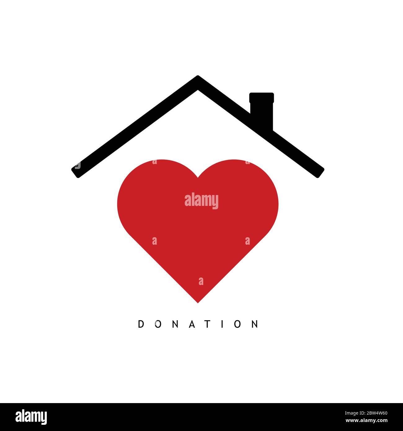 donate symbol with red heart and roof illustration in colorful Stock ...