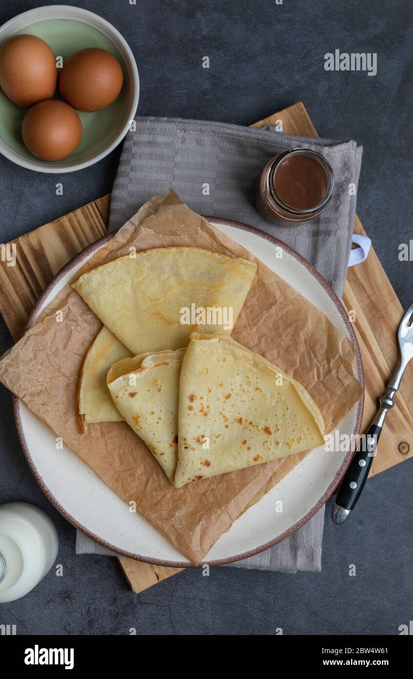 Homemade crepes traditional french recipe Stock Photo - Alamy