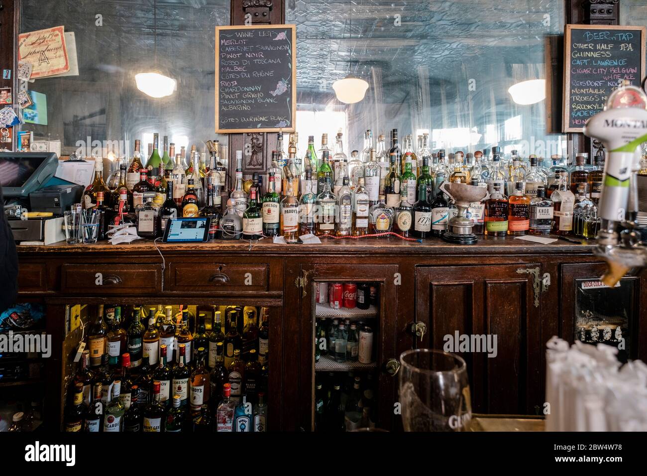 Interior of pub, for drinking and socializing, New York, NY Stock Photo ...
