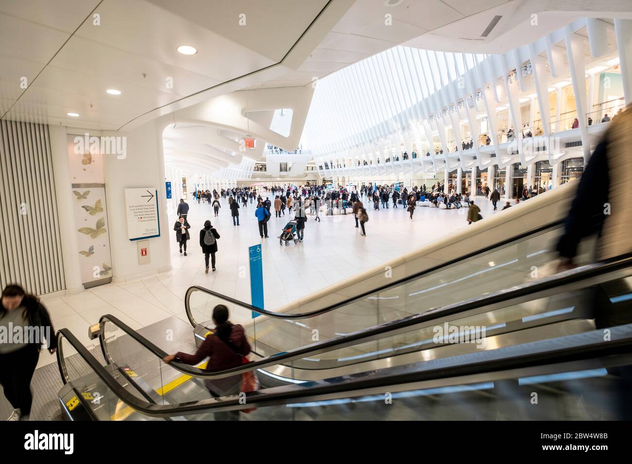 Oculus interior of the white World Trade Center subway station, New ...