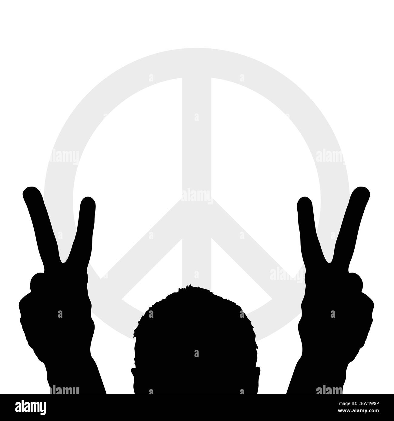 man silhouette with peace symbol art illustration Stock Vector Image ...