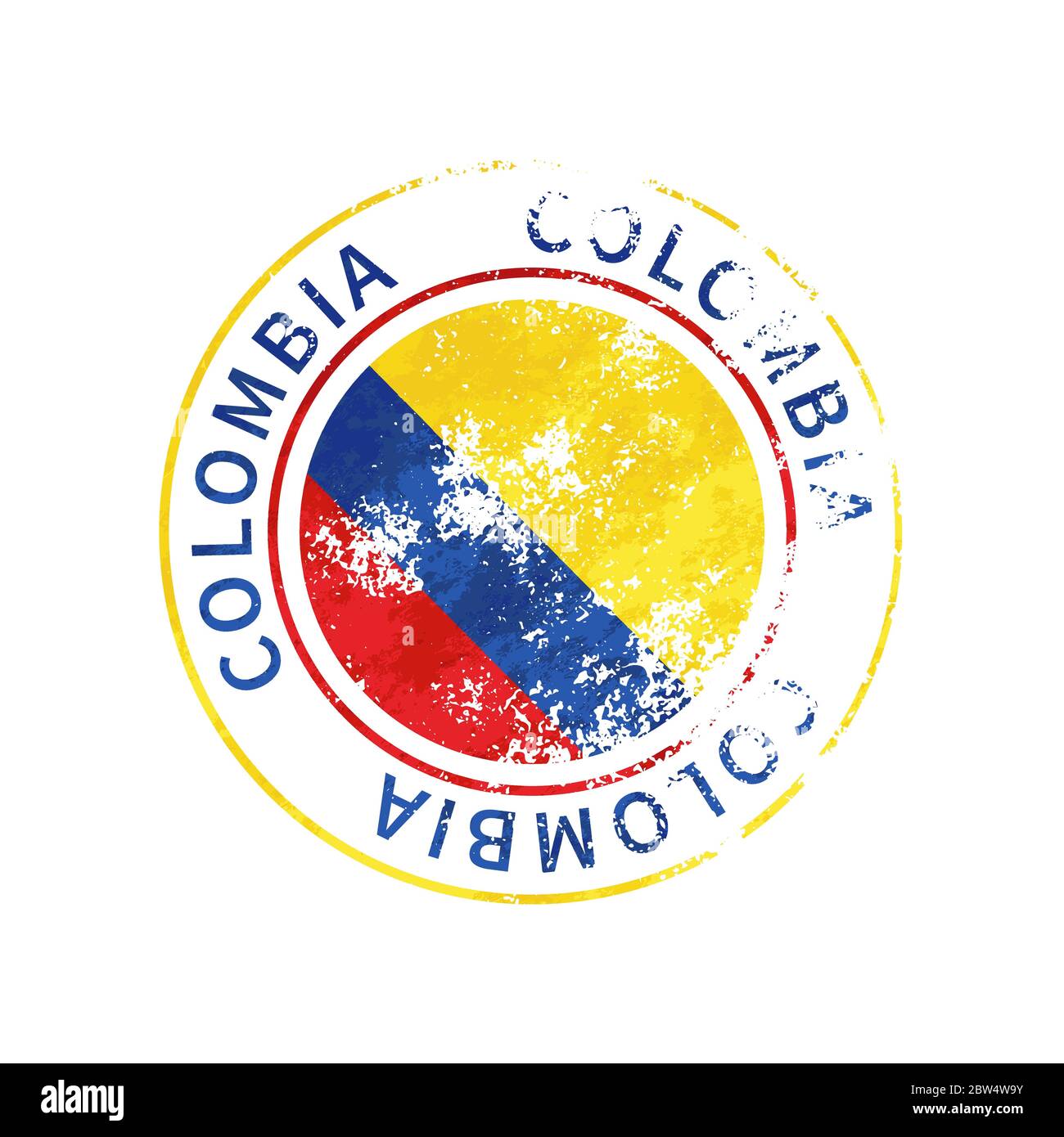 Colombia sign, vintage grunge imprint with flag on white Stock Vector ...