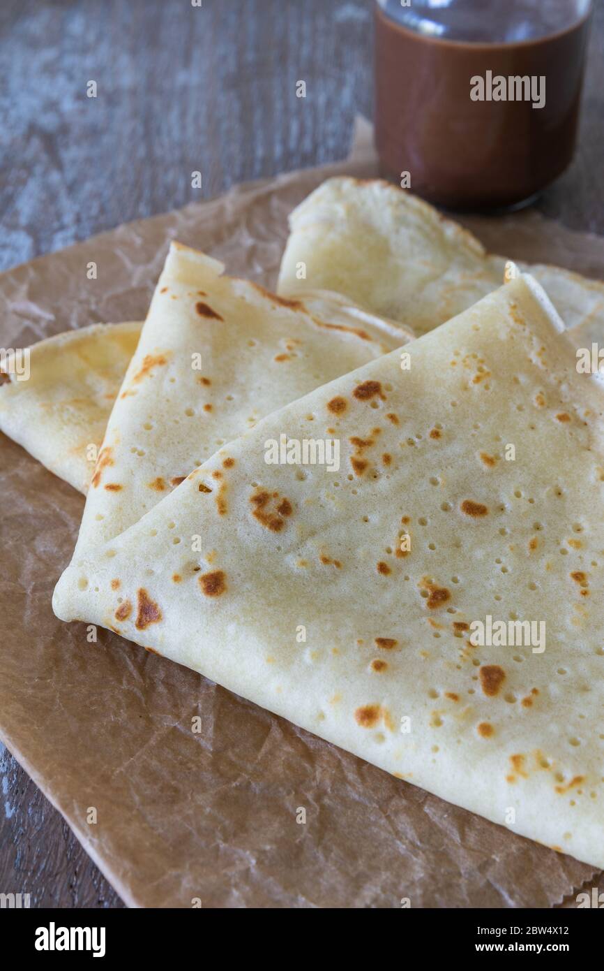 Homemade crepes traditional french recipe Stock Photo - Alamy