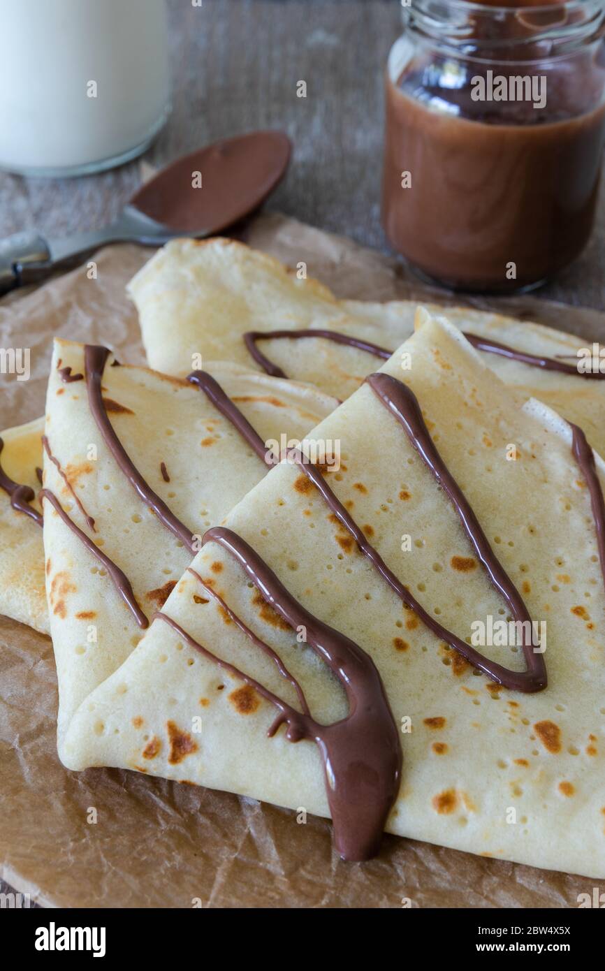 Homemade crepes traditional french recipe Stock Photo - Alamy
