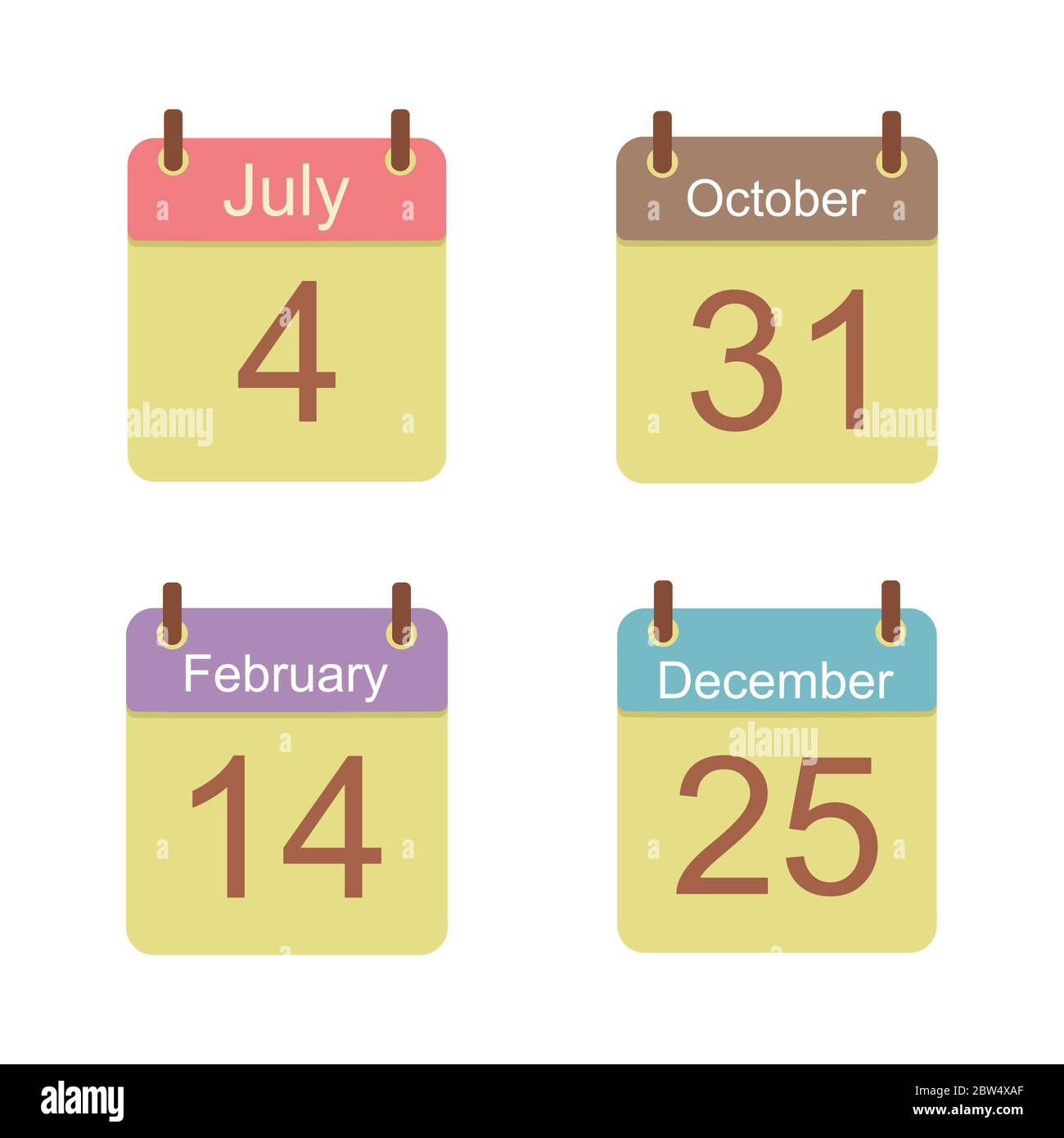 Set of calendar icons in flat style. Vector illustration Stock Photo ...