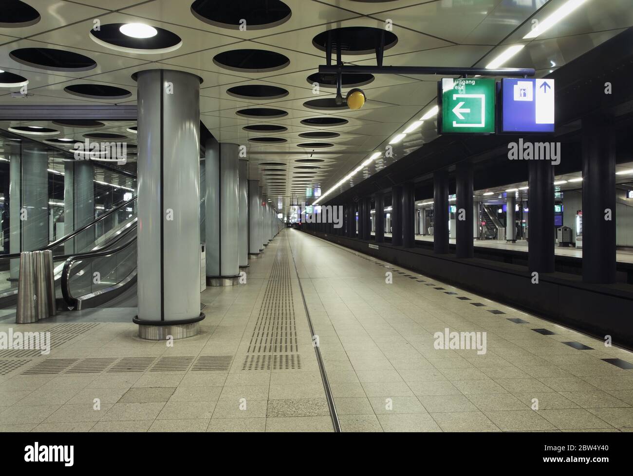 Platform of Schiphol Airport railway station. Netherlands Stock Photo ...