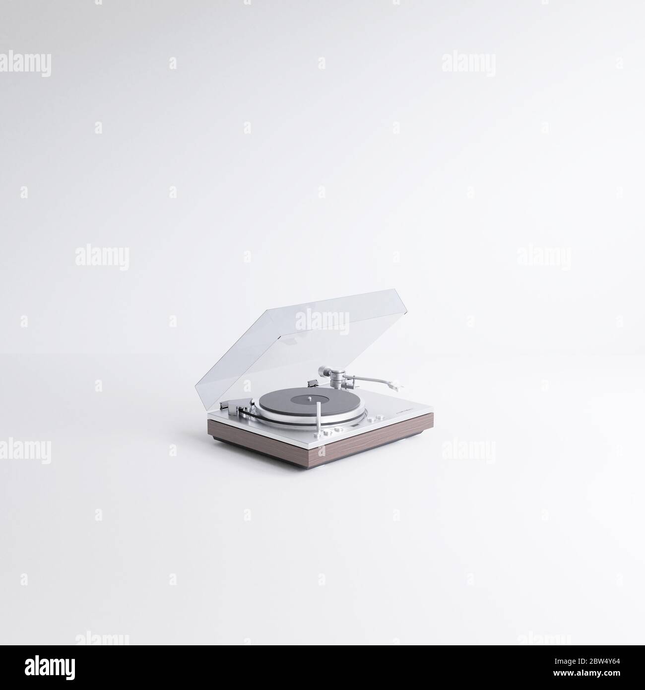 3D Rendering Vintage minimal style record player with radio tuner ...