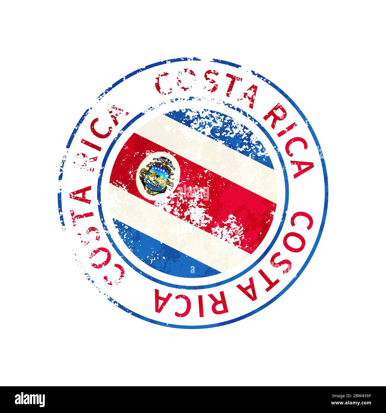 Costa rica sign, vintage grunge imprint with flag on white Stock Vector ...