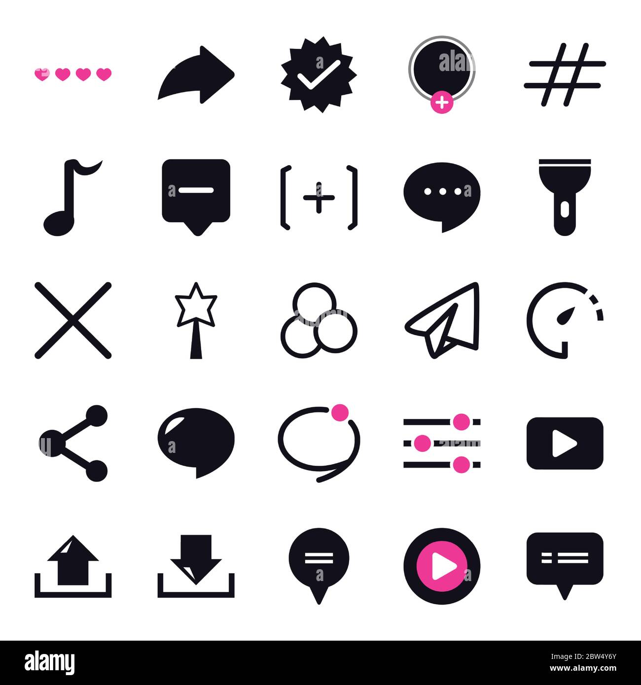 Tik tok fill style icon set design, Social media app and multimedia ...